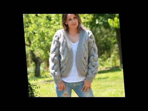 Cable Hand knit 100 % wool cardigan sweater by EXTRAVAGANTZA
