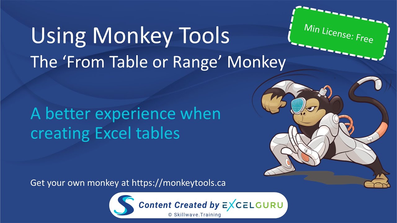 Using Monkey Tools - Table or Range Monkeys - Creating Tables