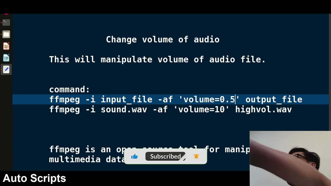 FFmpeg Tutorial - Change volume of original audio file using FFmpeg command