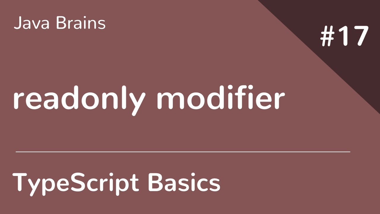TypeScript Basics 17 - readonly modifier