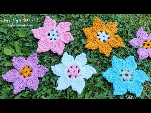 How to Crochet: POINTED PETAL FLOWER | 6 Petal Crochet Flower | My Hobby is Crochet