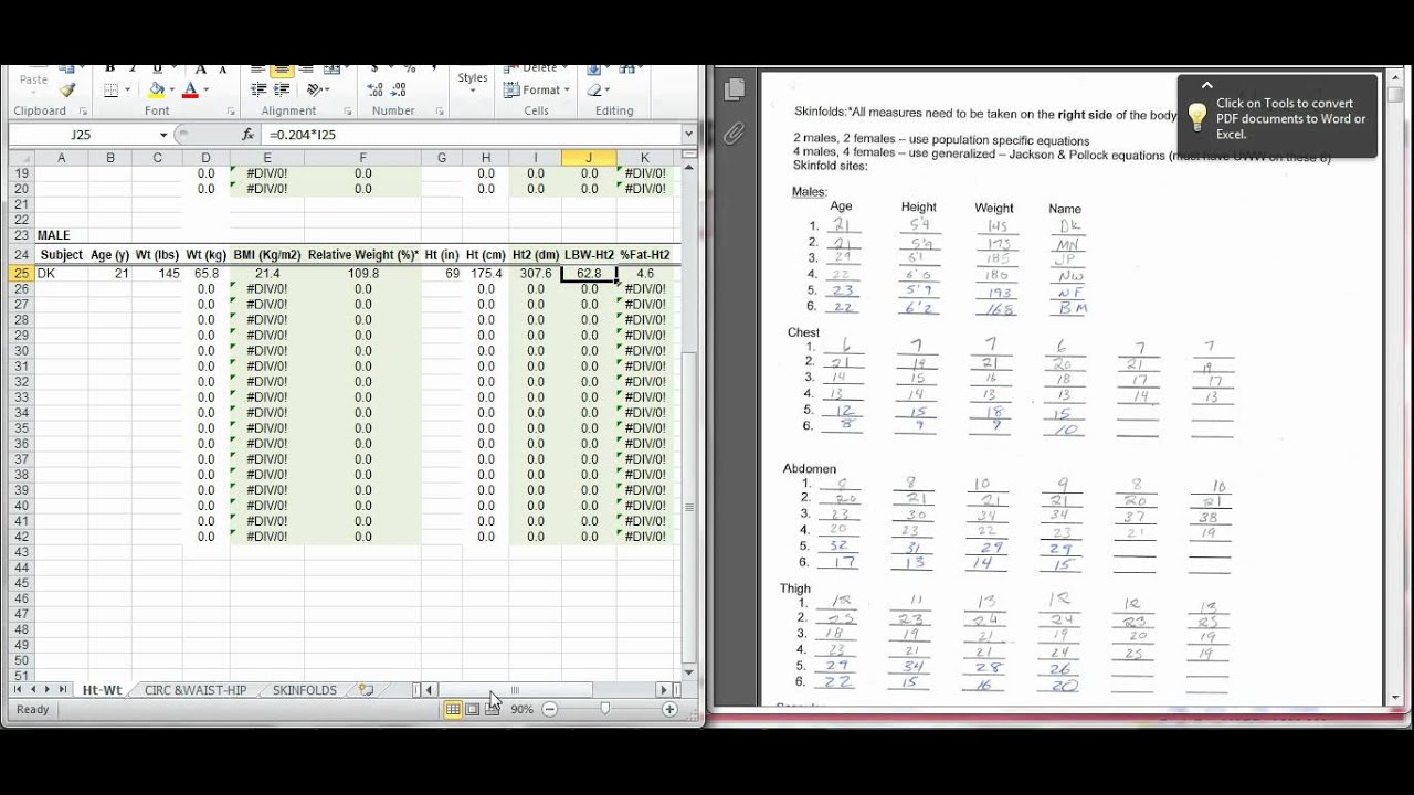 Exercise Testing: Lab 1 - Entering Anthropometric Data