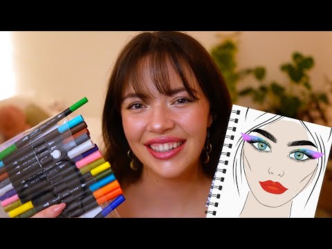 ASMR Sketching and Coloring You (makeup, posing, personal attention)