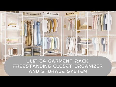Ulif E4 Garment Rack, Freestanding Closet Organizer and Storage System, Heavy Duty Clothing, White
