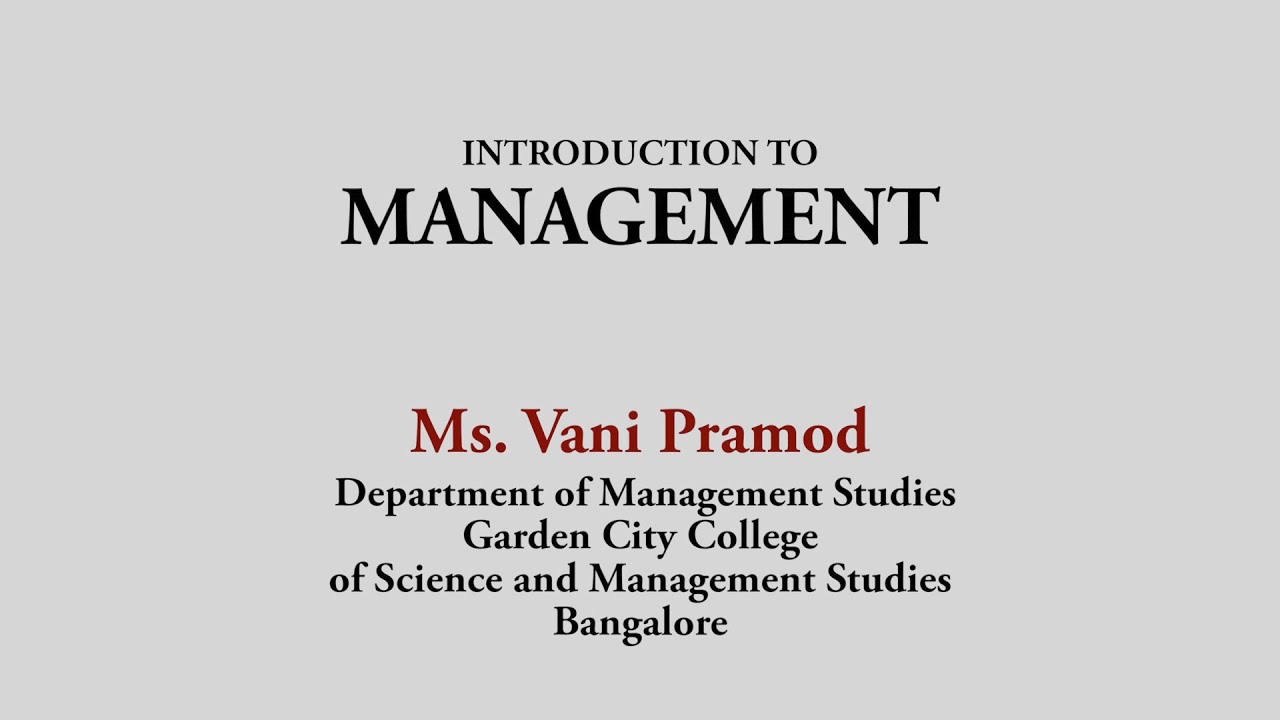 Introduction to management