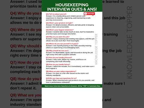 Housekeeping Interview Questions and Answers | Housekeeping Training Video