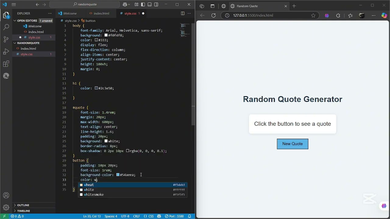 Create a Random Quote Generator Using HTML, CSS & JavaScript | Beginner Web Dev Project