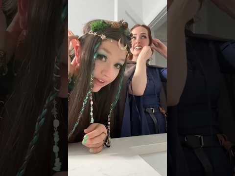 Gluing on our elf ears with eyelash glue #renfaire #cosplay #elfears #shorts