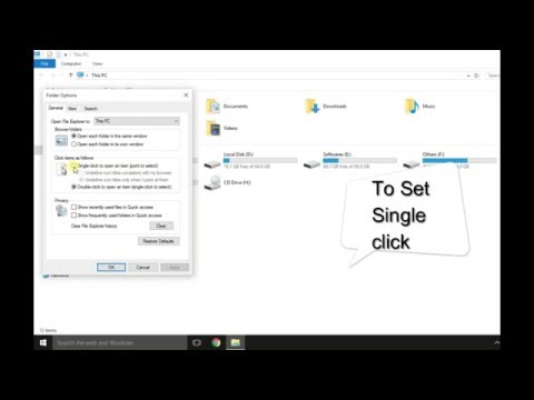 How to open any item on single Click (or) double click in Windows 10
