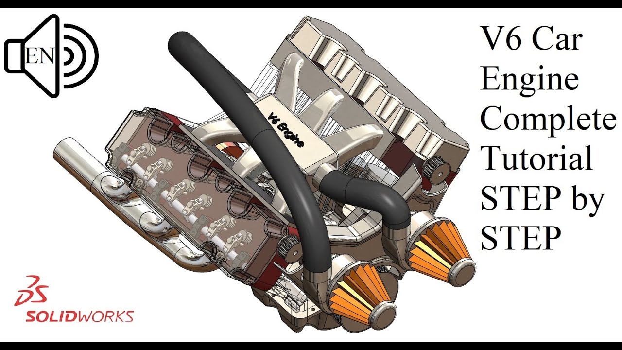 V6 Car Engine Complete Tutorial SolidWorks  STEP by STEP, Advanced Assembly