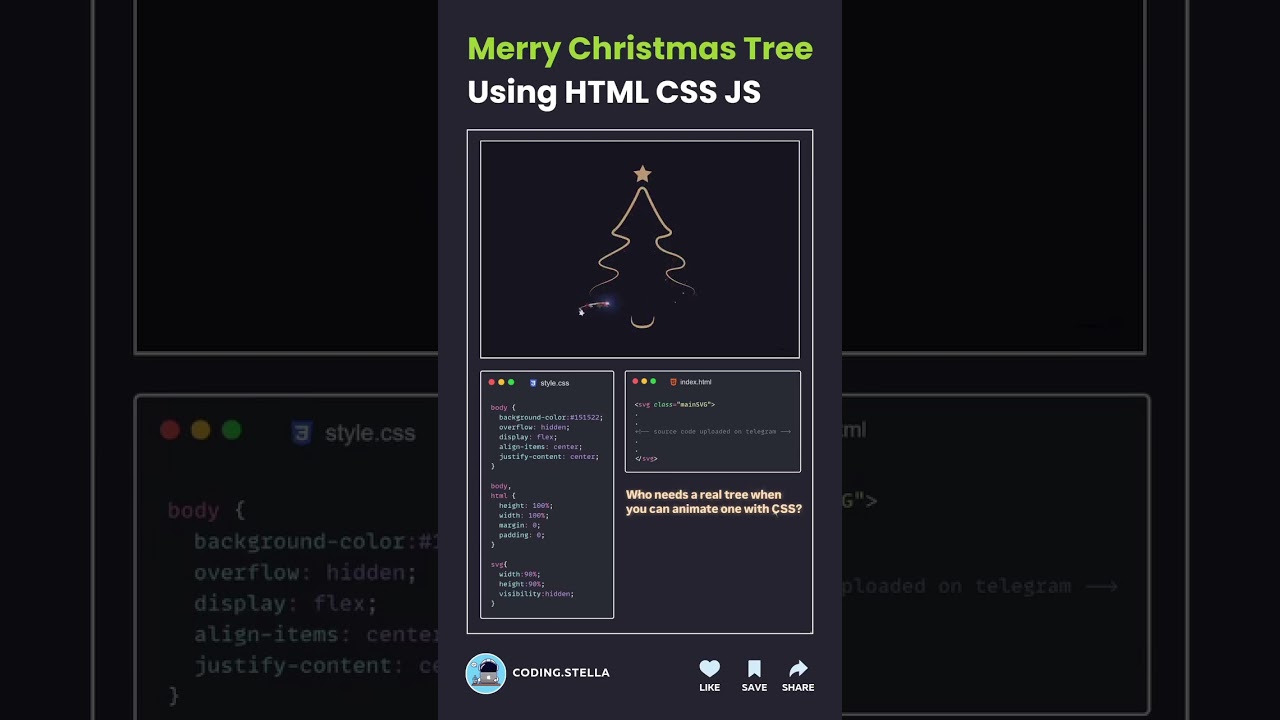 Merry Christmas Tree HTML + CSS + JS Animated Tutorial (Beginner Friendly)#MerryChristmas #HTML #CSS