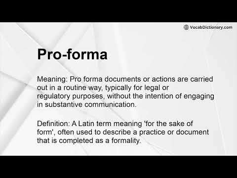 Pro-forma Meaning