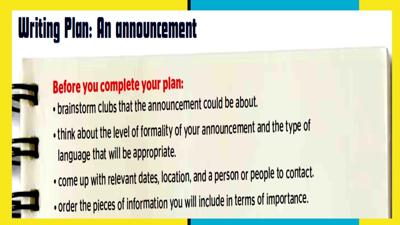 writing An announcement | Grade 11
