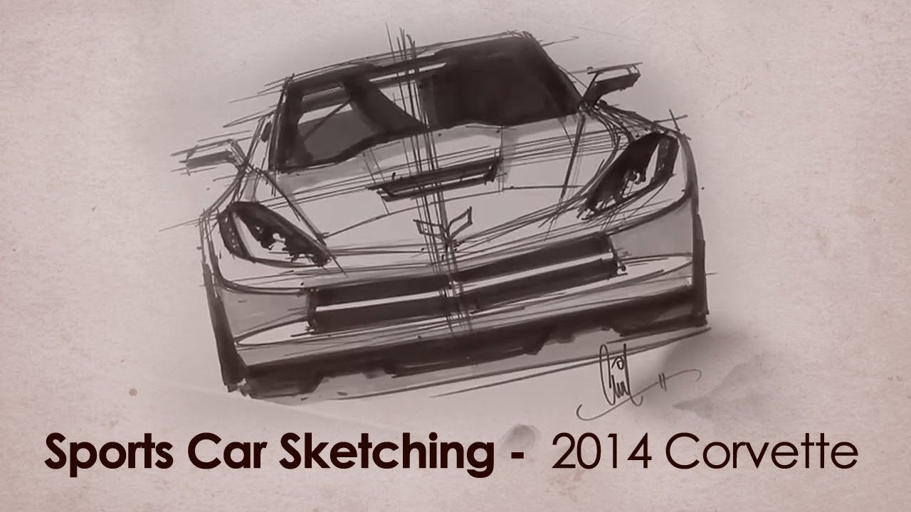 2014 Corvette C7 Front View Sketch