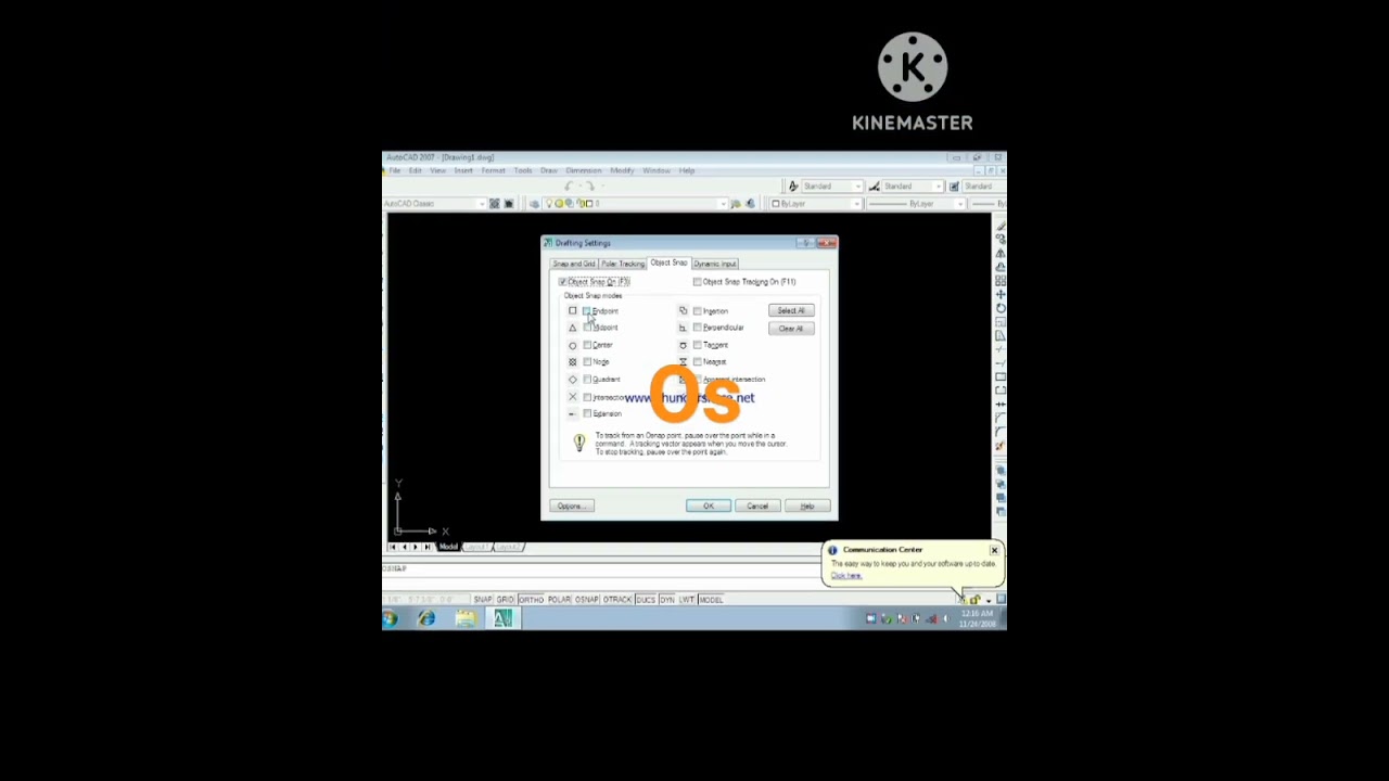 Autocad 2007  Drafting settings ( OS) command#tutorial #cad#coding #code#monetizedviews #muscatwaly