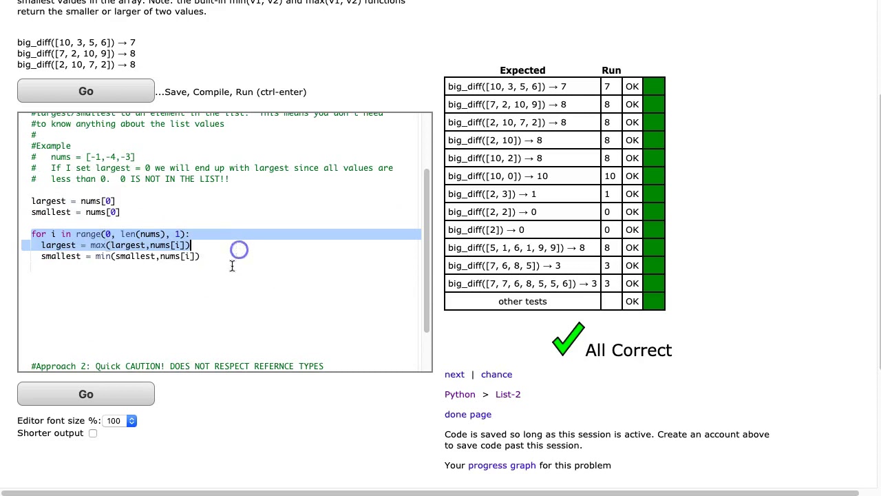 Codingbat - big_diff (Python)