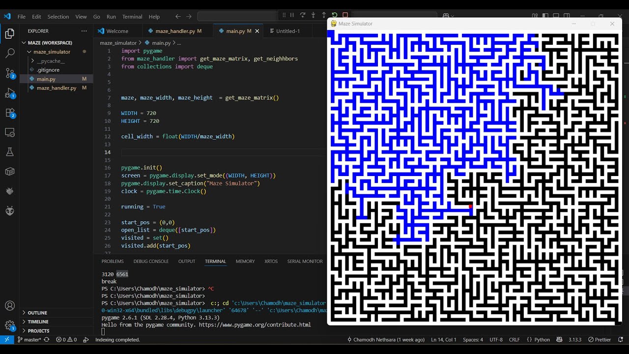 Making a maze solving algorithm simulator with Python and Pygame - BFS