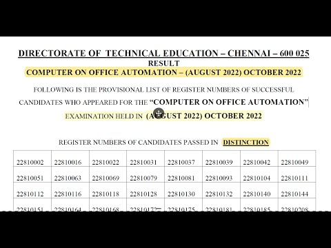 COA Exam Result 2022 Computer on office automation result 2022 COA Exam Result 2022