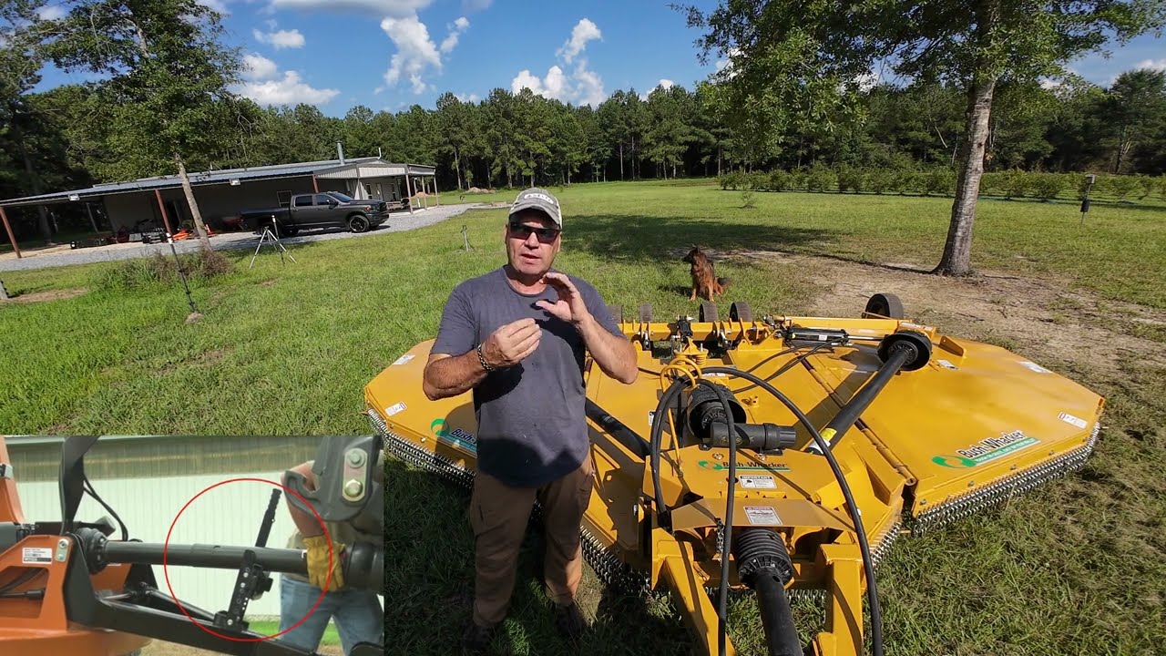 Bushwhacker MD 180 Flexwing Cutter on the Kubota M7060 cab tractor.