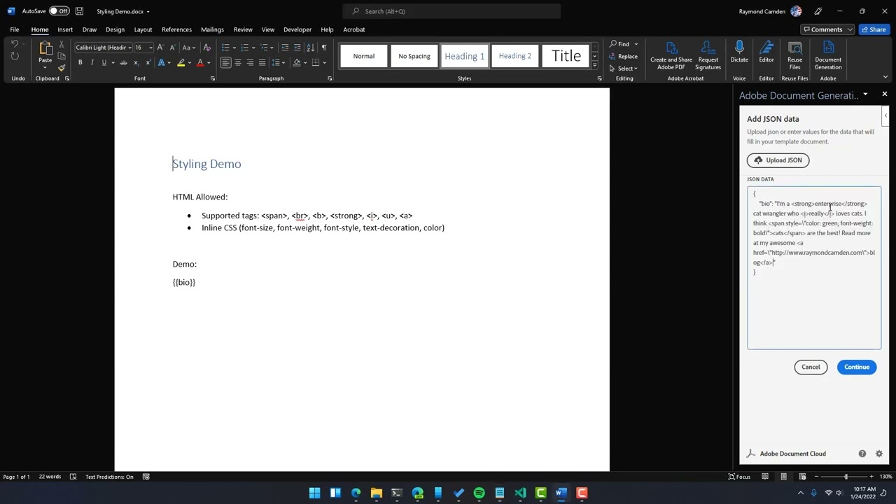 Adobe Document Generation API: Dynamic Styling