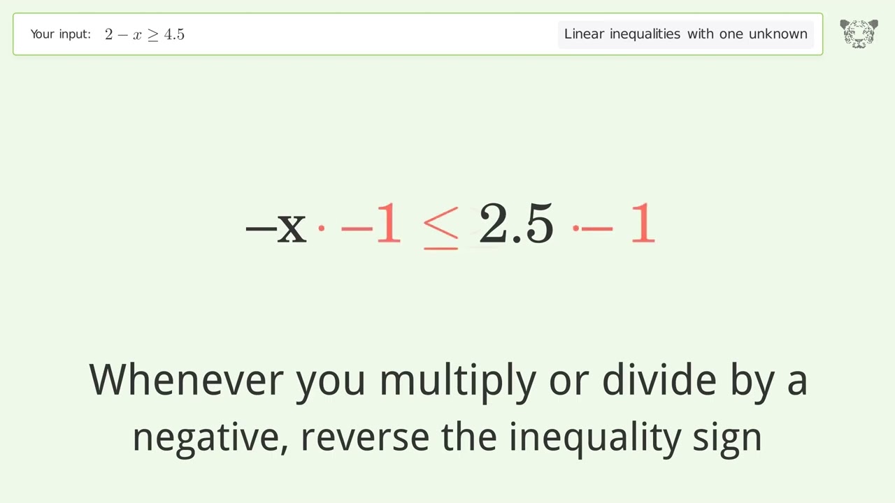 Solving Linear Inequalities: 2-x is Greater Than or Equal to 4.5
