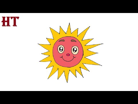 How to draw a cartoon sun cute and easy