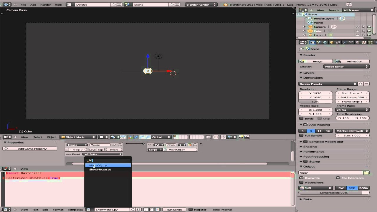 BGE15 - Python in Blender Game Engine - Move Object with Mouse - Drag n Drop - Linux - Part#3