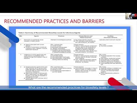 What are the recommended practices for biosafety levels?