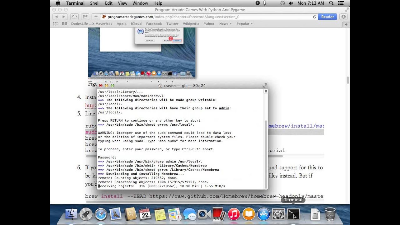 Installing Python 3 and Pygame on OS X / Mac Platform