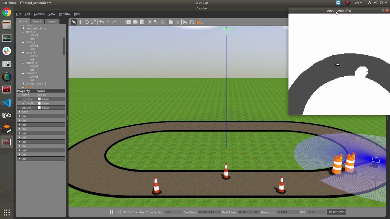 Autorally MPPI avoiding obstacles