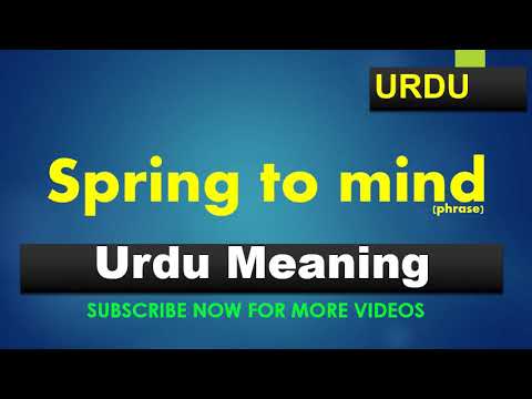 Spring to mind meaning in Urdu | spring to mind phrase | English phrase