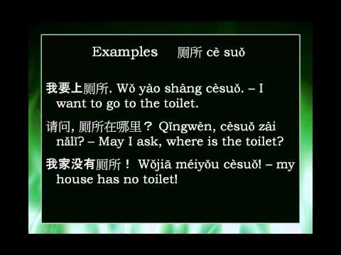 Chinese Word: 厕所 cèsuǒ -- toilet