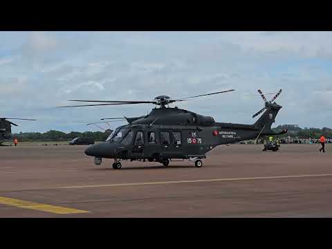 Italian search and rescue helicopter taxis out at #RIAT2023 before doing a display