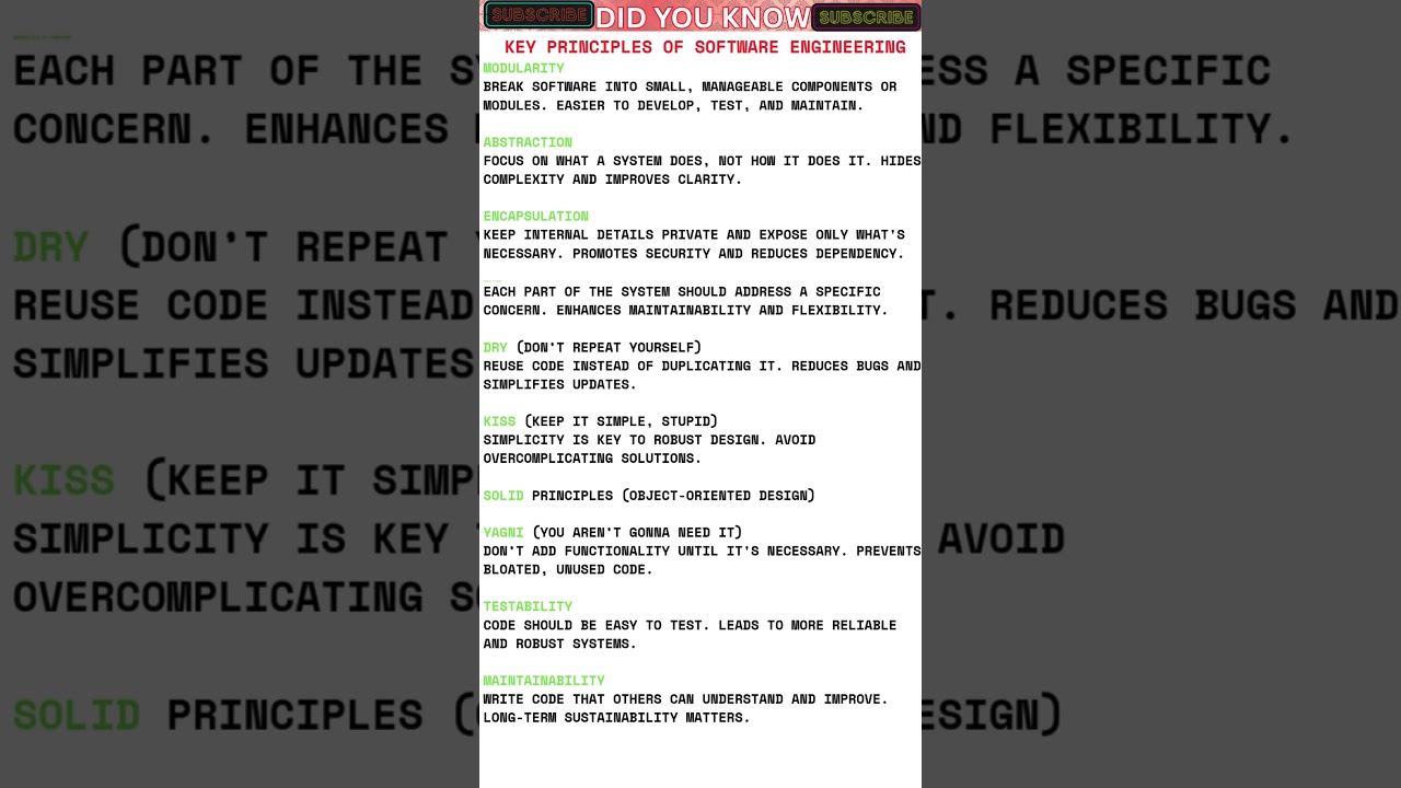 Top 10 Software Engineering Principles Every Developer Must Know! 💡💻 #engineering #stem