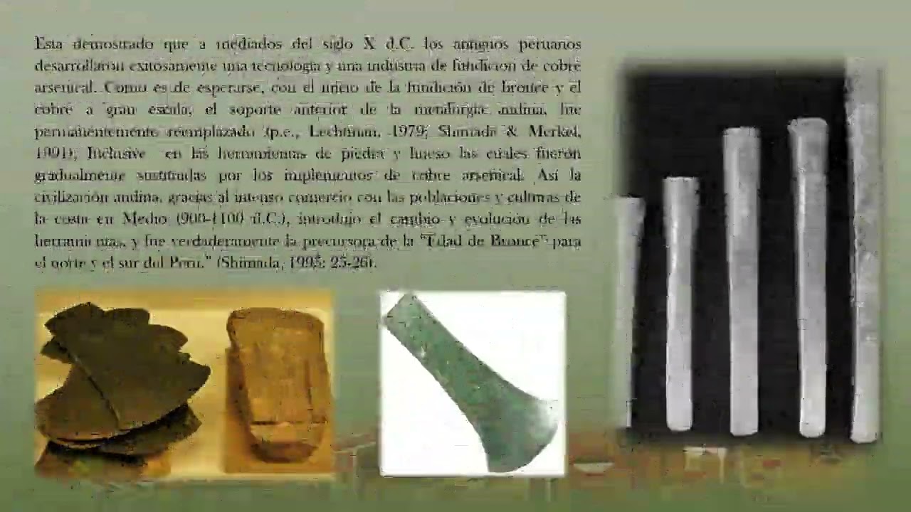 herramientas agrícolas de cobre  y puntas de barretas incas y pre colombinas