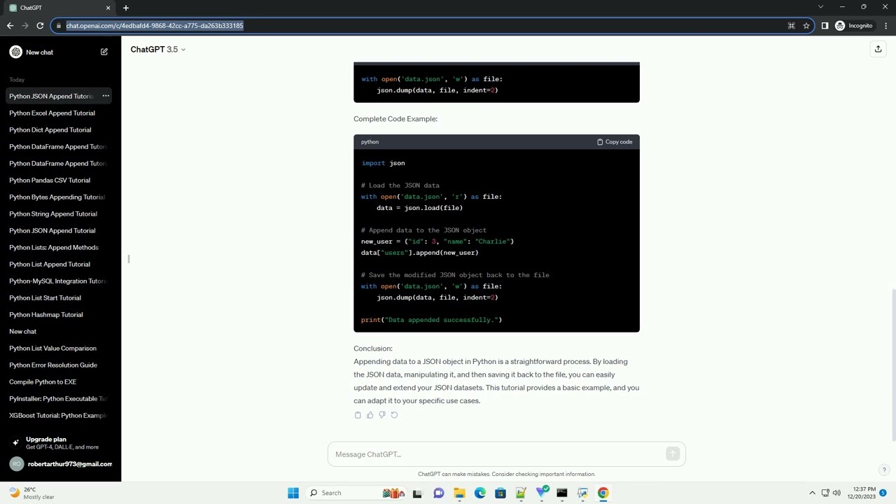 python append to json object
