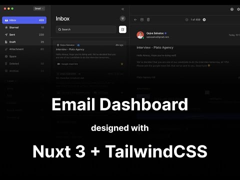 Nuxt 3 Email Dashboard UI w/ TailwindCSS