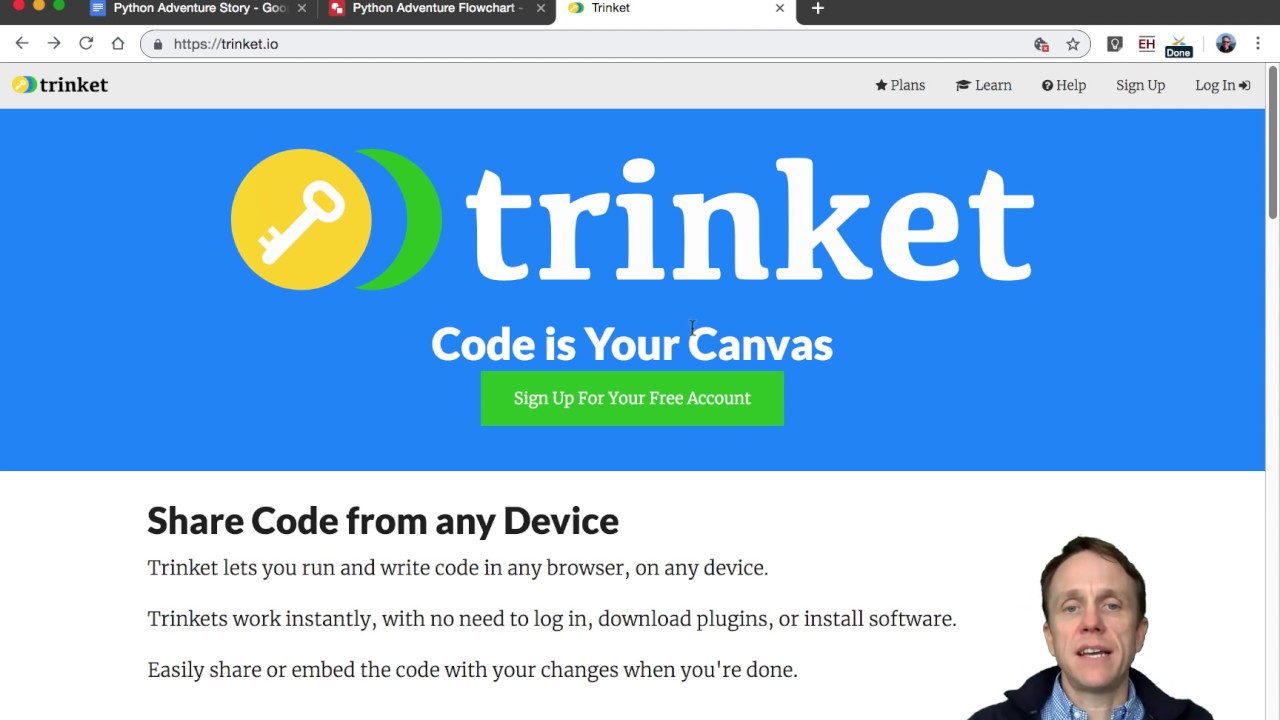 Python Micro Course 04: Trinket.io