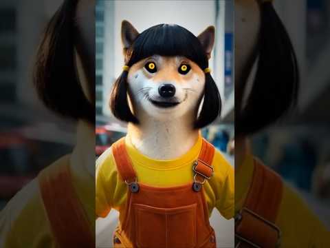Cute dog became Squid Game Doll 😱💀 #dog # funny #cartoon