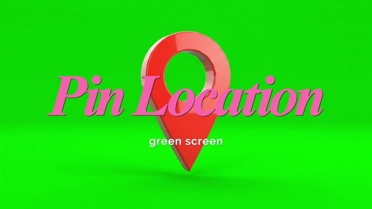 3D Red Location Pin Rotating on Green Screen - Map Marker Animation