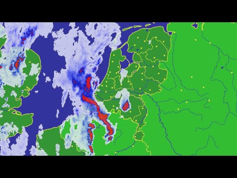 Buienradar timelapse onweer | 9 juli 2024 | Code oranje voor onweer!