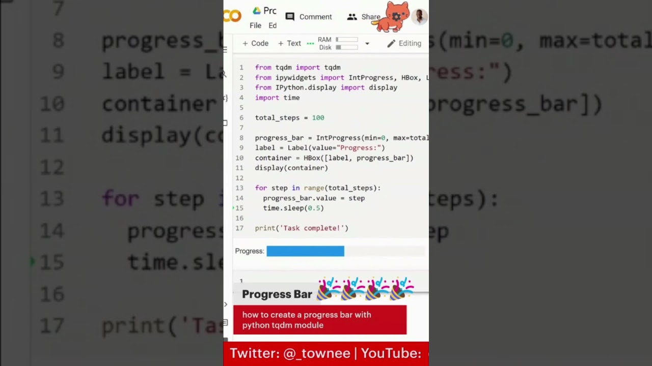 How to create a progress bar with Python 🐍 #shorts #python #fyp