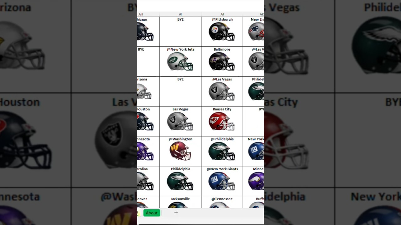 NFL schedule 2025 in Excel #nflschedule #nfl