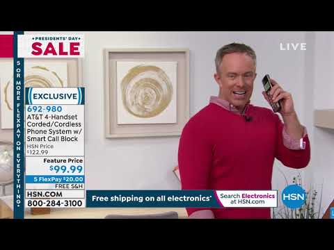 AT T 4Handset Corded/Cordless Phone System With Smart Ca...