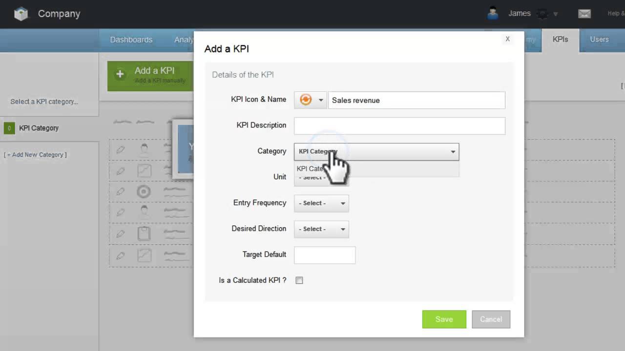 Creating and Selecting KPIs in SimpleKPI