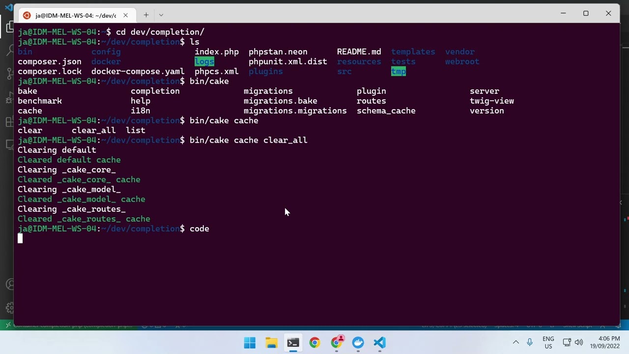 CakePHP 4 - bin/cake bash completion