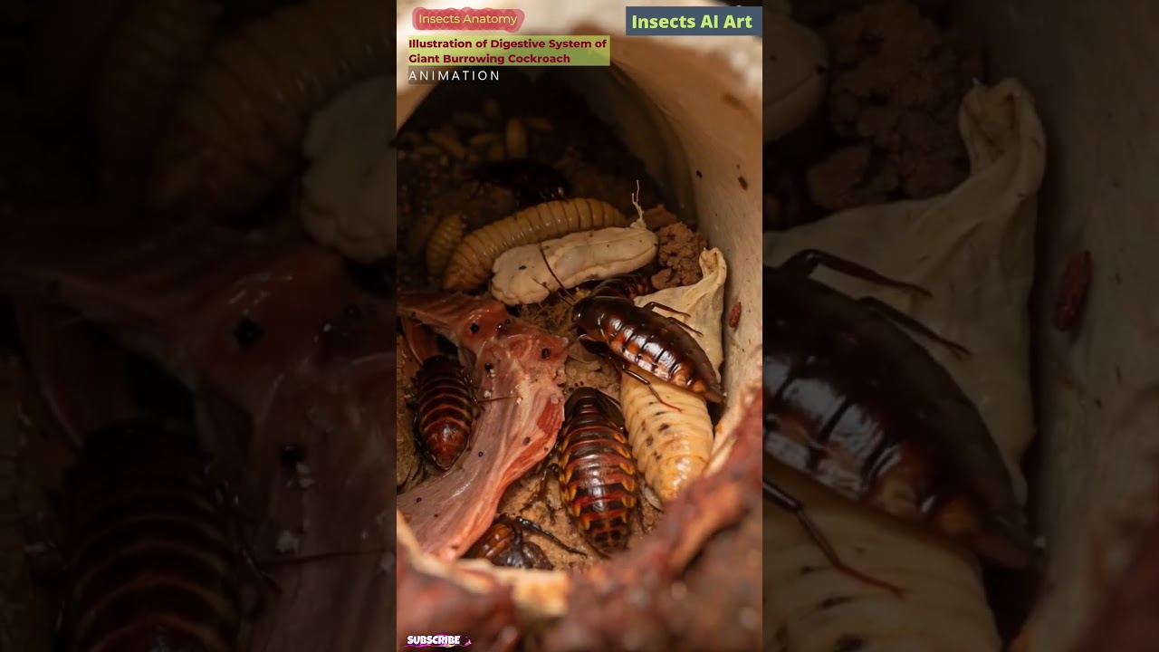 Illustration of Giant Burrowing Cockroach's Digestive System Animation | Insects AI Art | 04