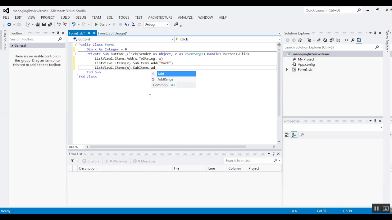 Programming in VB.NET How to Use/Manage Listview