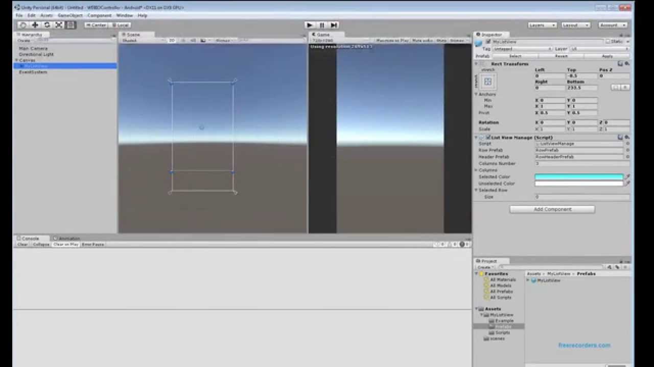 listview control for unity