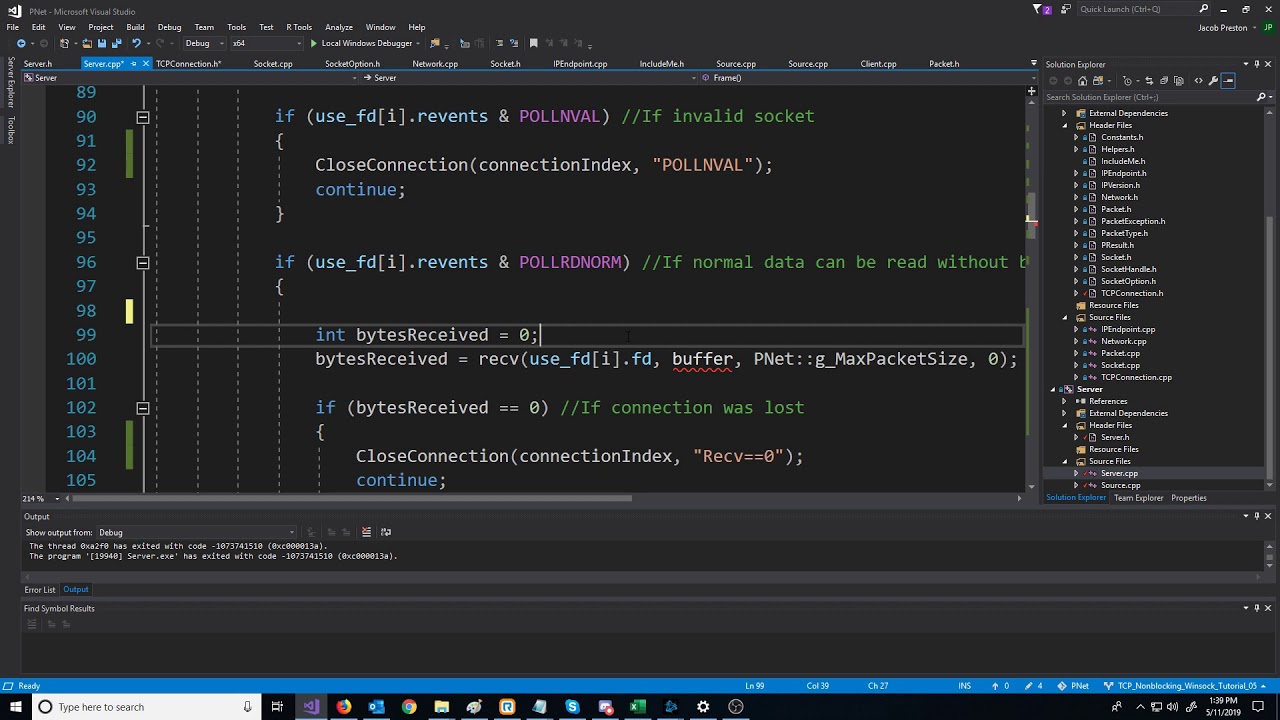 C++ Nonblocking Sockets [Winsock] Tutorial 5: Receiving Packet Size & Processing